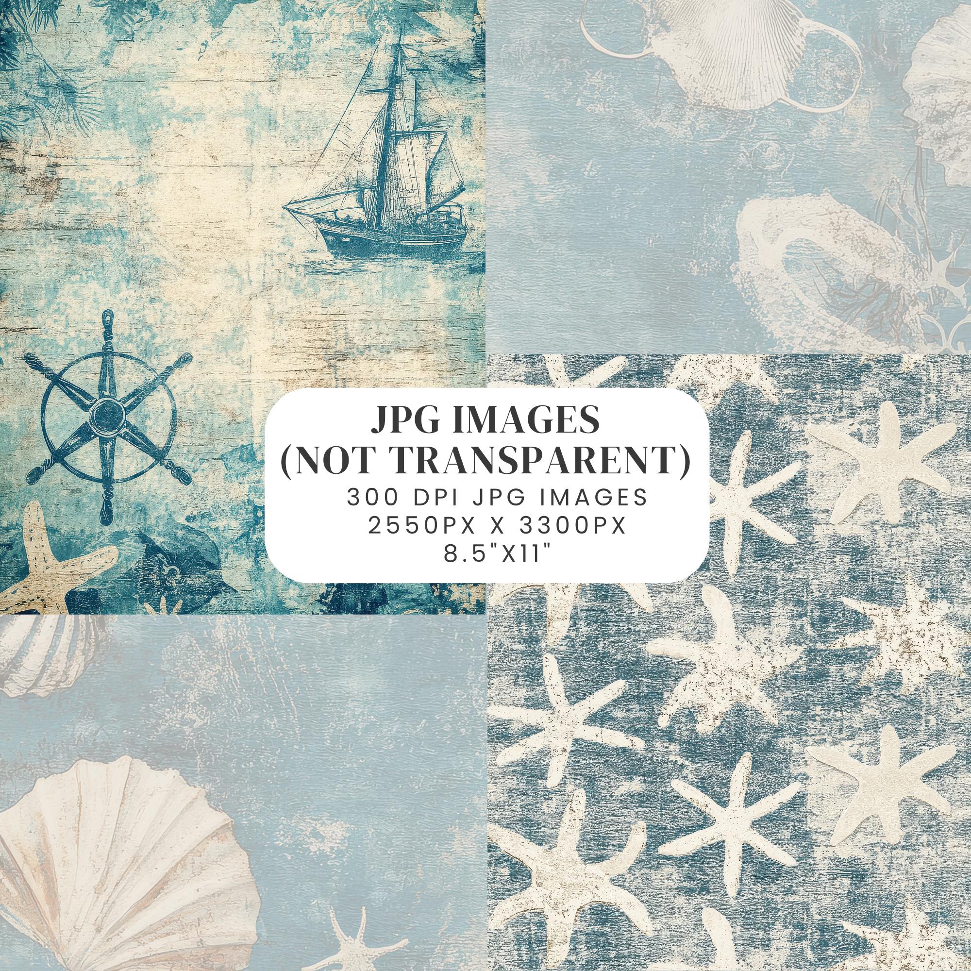 Seaside Junk Journal Pages: Coastal Ephemera, Beach Backgrounds (JPG ...