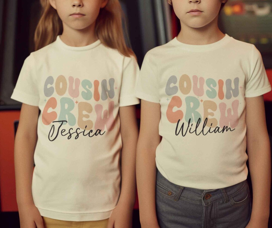 Personalized Groovy Cousin Crew Kids Shirt, Retro Custom Matching Cousins Shirts, Boho Natural ...