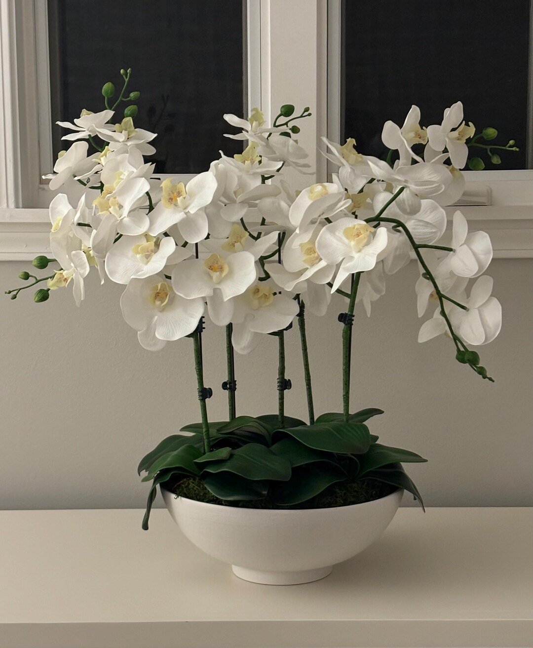 Real Touch Orchid Arrangement White/green Orchids Faux Orchid ...