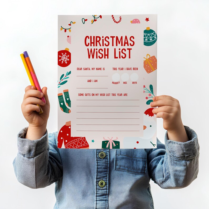 Christmas Wish List Printable Letter to Santa Digital Download - Etsy
