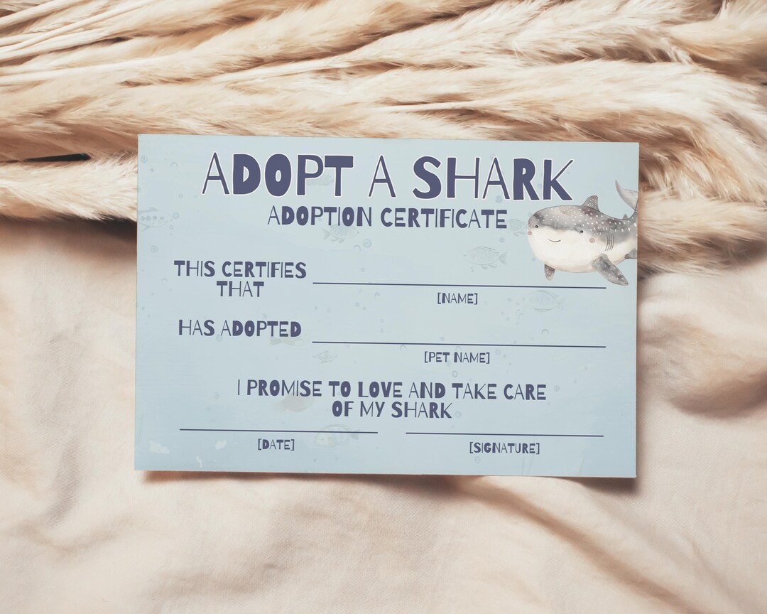 O-fish-ally Shark Adoption Certificate | Instant Digital Certificate - Etsy