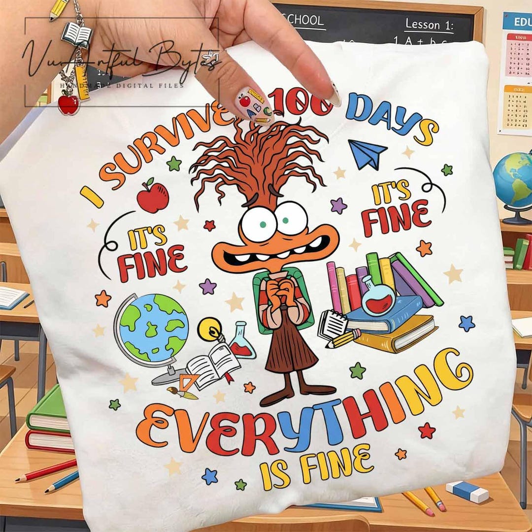 I Survived 100 Days of School PNG, Cute Cartoon Emotions Design ...