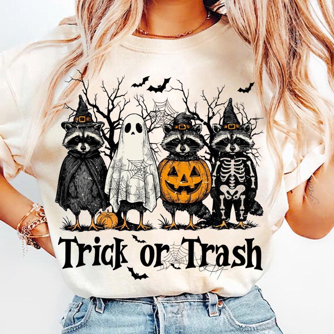 Feral Boo Ghost Raccoon PNG, Trick or Treat Halloween Shirt Design ...
