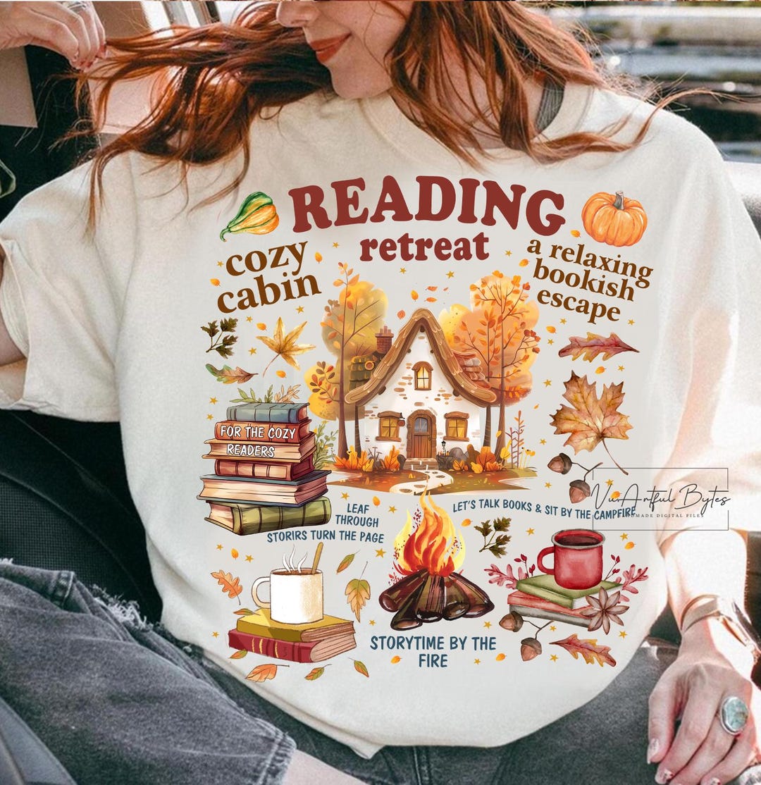 Cozy Cabin Reading Retreat PNG, Fall Book Lover Sublimation, Autumn ...