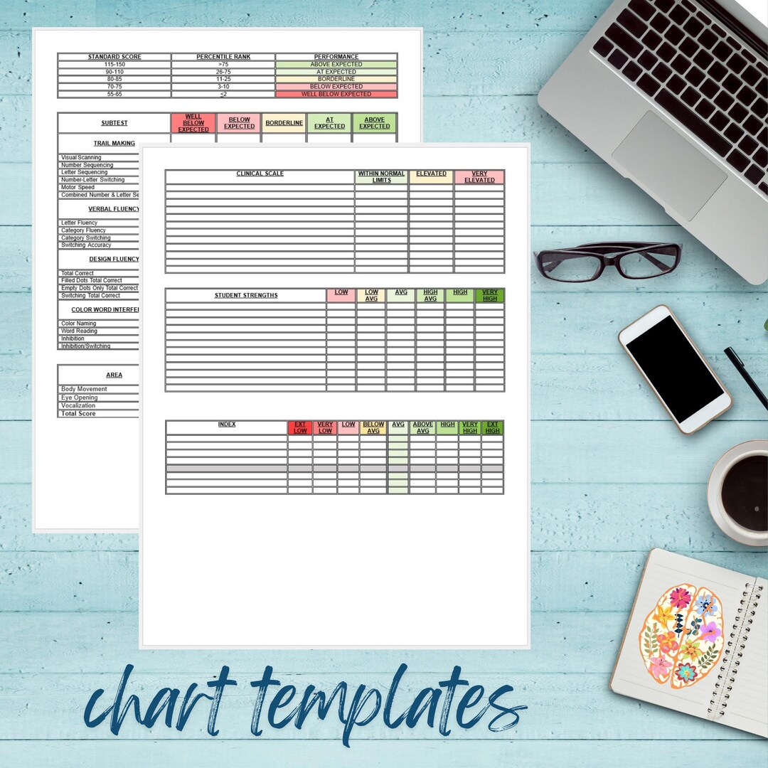 Editable Colorful Tables for Reports of Various Types of Assessments ...