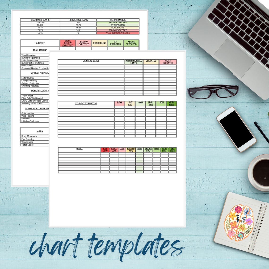 Editable Colorful Tables for Reports of Various Types of Assessments ...