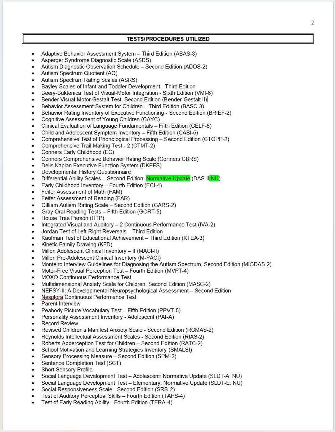 Complete Psychoeducational Assessment / Testing Report Template / Shell ...
