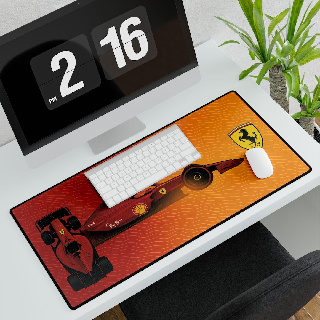 Ferrari 2 Race Car Desk Mat | Red Formula One Track Art - Etsy