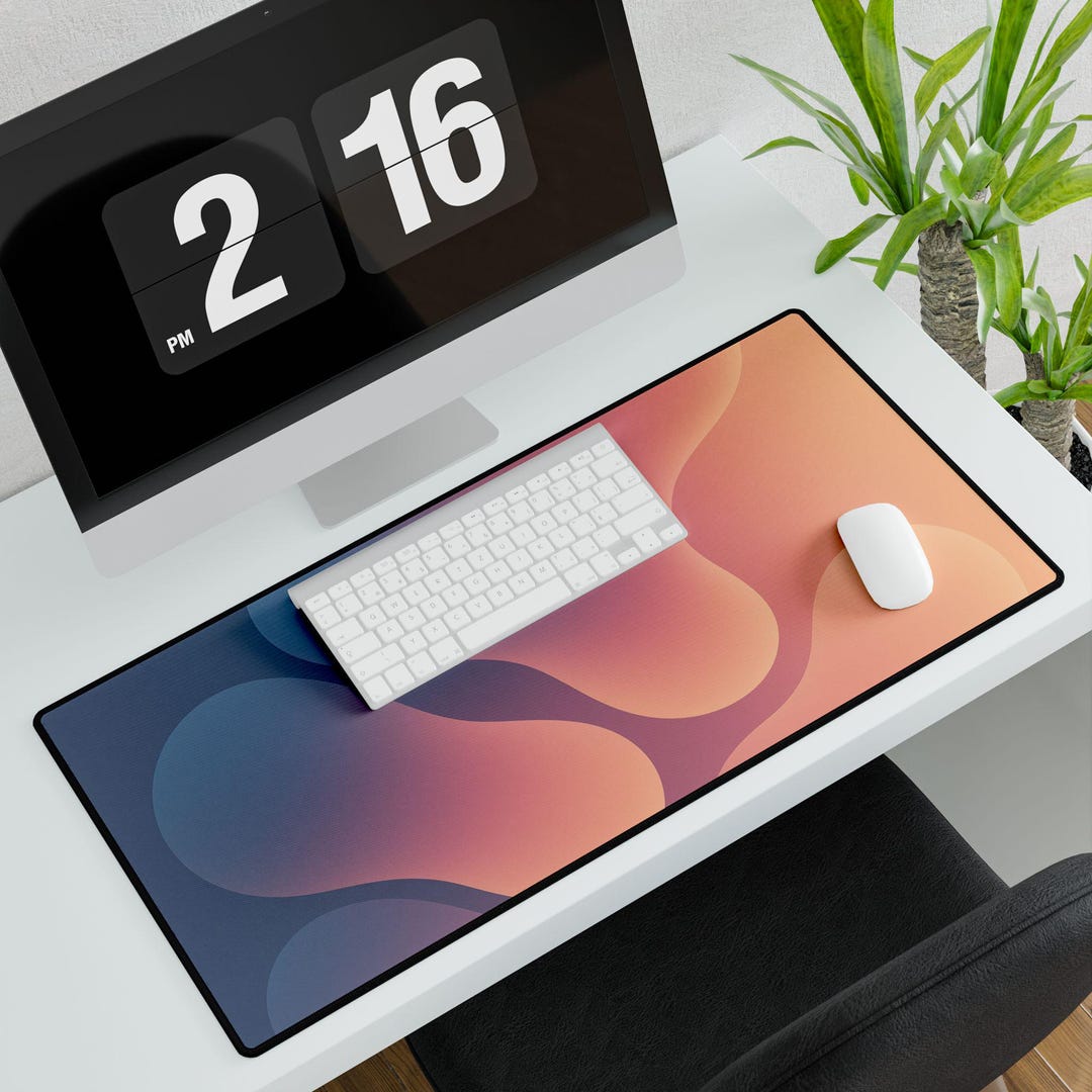 Abstract Gradient Shapes Desk Mat | Blended Peach Navy Mousepad - Etsy