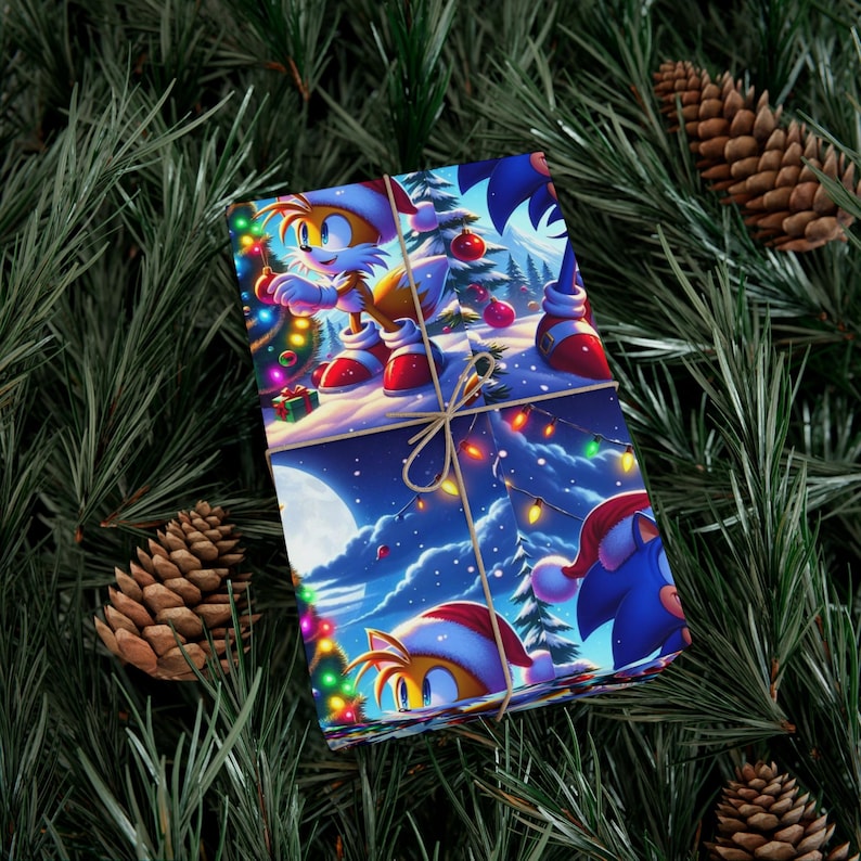 Wrapping Paper Sonic the Hedgehog Christmas Gift Wrap Papers, Holiday ...