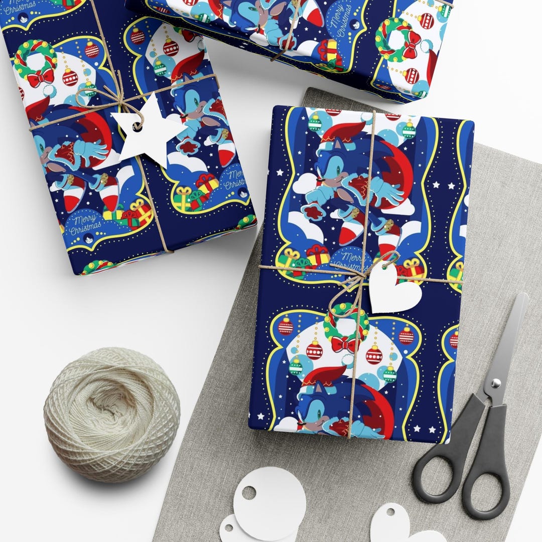 Wrapping Paper, Sonic the Hedgehog Christmas Gift Wrap, Holiday Present ...