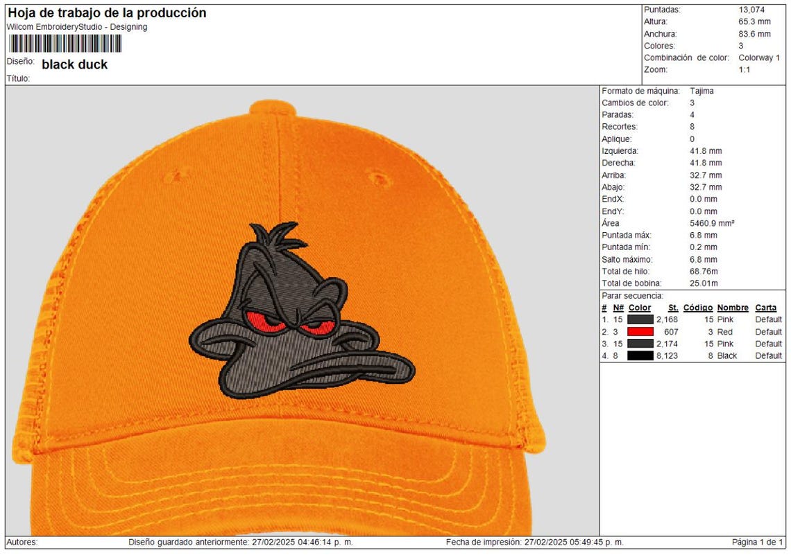 Embroidery Design for Duck Black 3d Puff Cap - Etsy