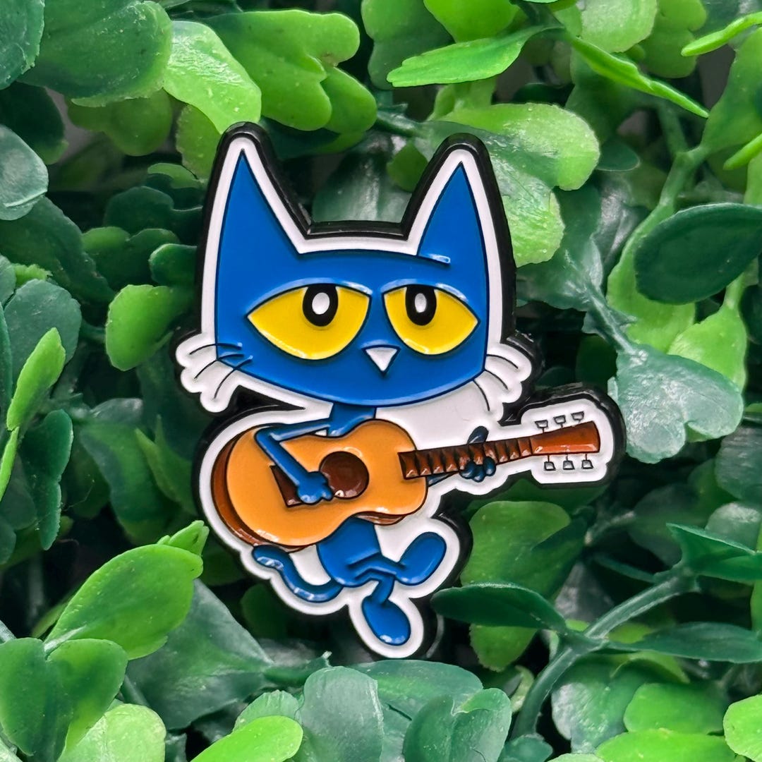 Pete the Cat Cool Cat Playing Guitar Enamel Pin – Music Lover Cat Lapel ...