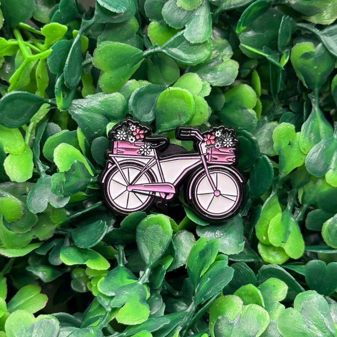 Pink Bicycle With Flowers Enamel Pin – Cute Bike Lapel Pin - Etsy
