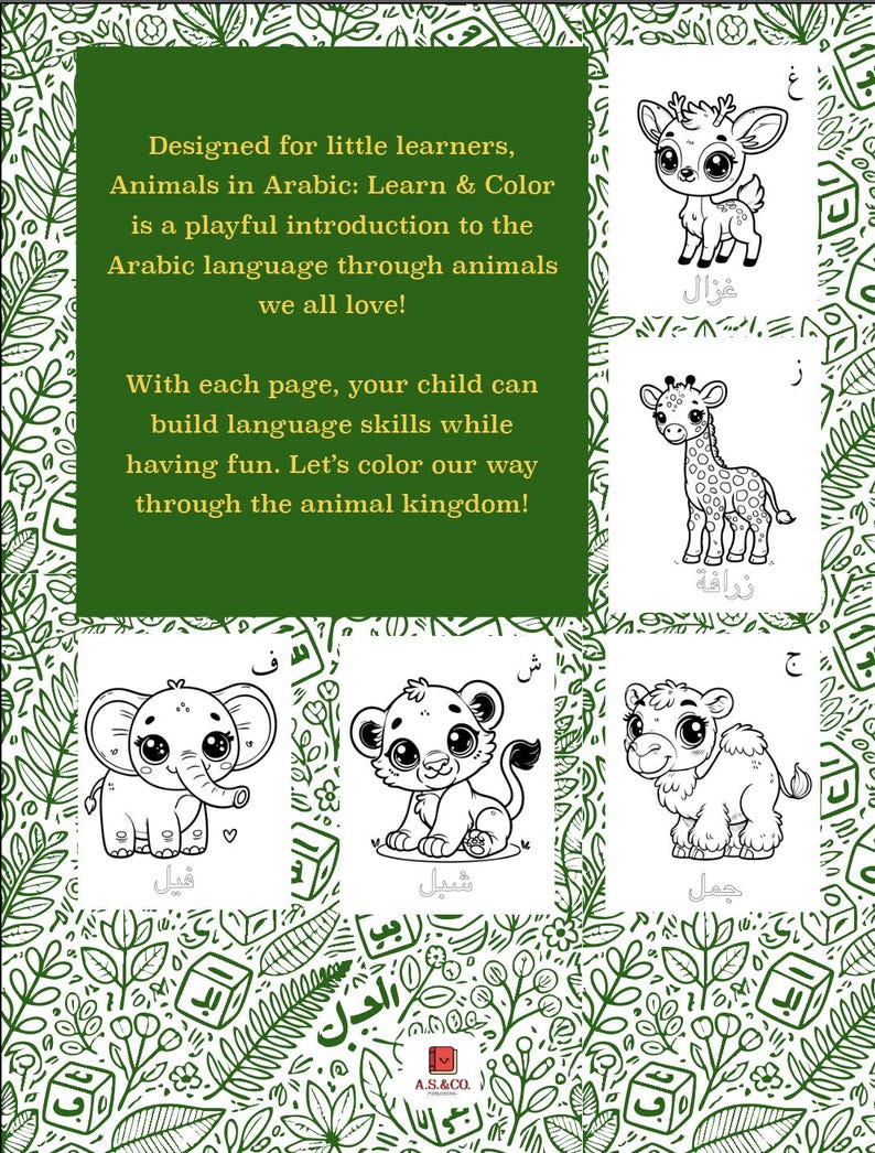 Animals in Arabic: Learn & Color - Etsy