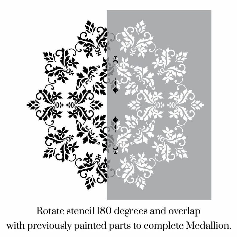 Victorian Leafy Medallion Stencil - Etsy