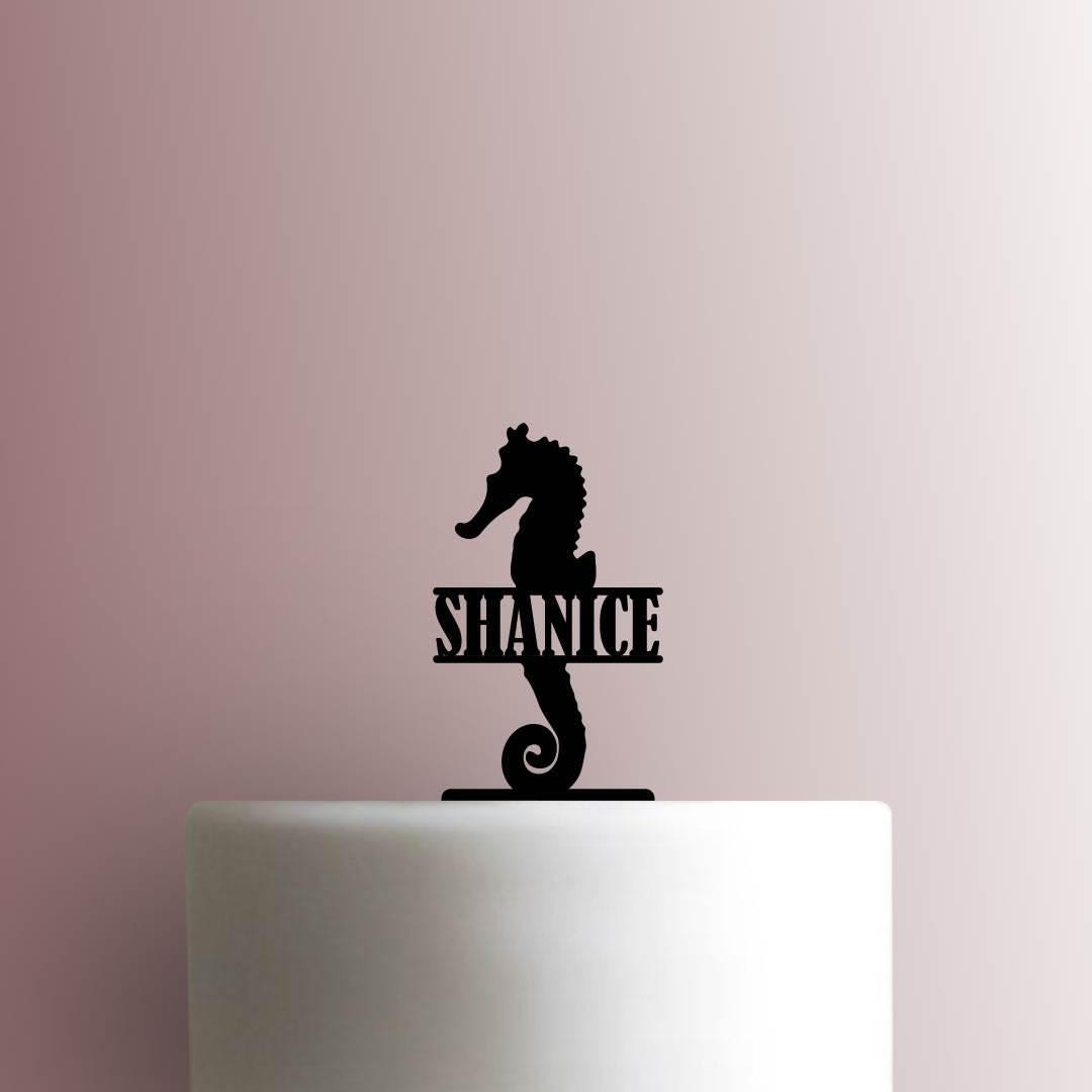 Custom Seahorse Name - Acrylic Cake Topper - Etsy