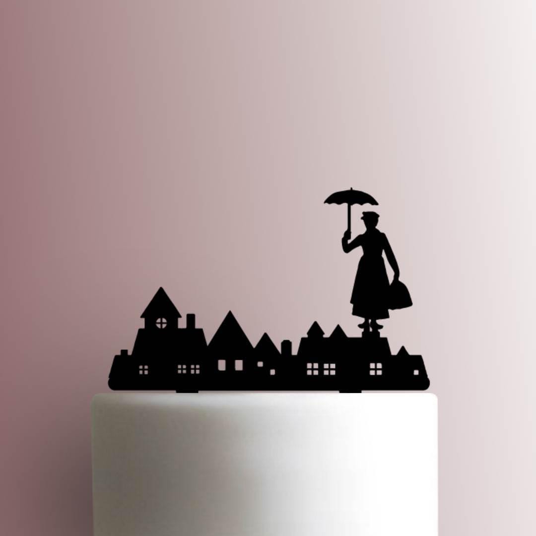 Mary Poppins With Skyline - Acrylic Cake Topper - Etsy