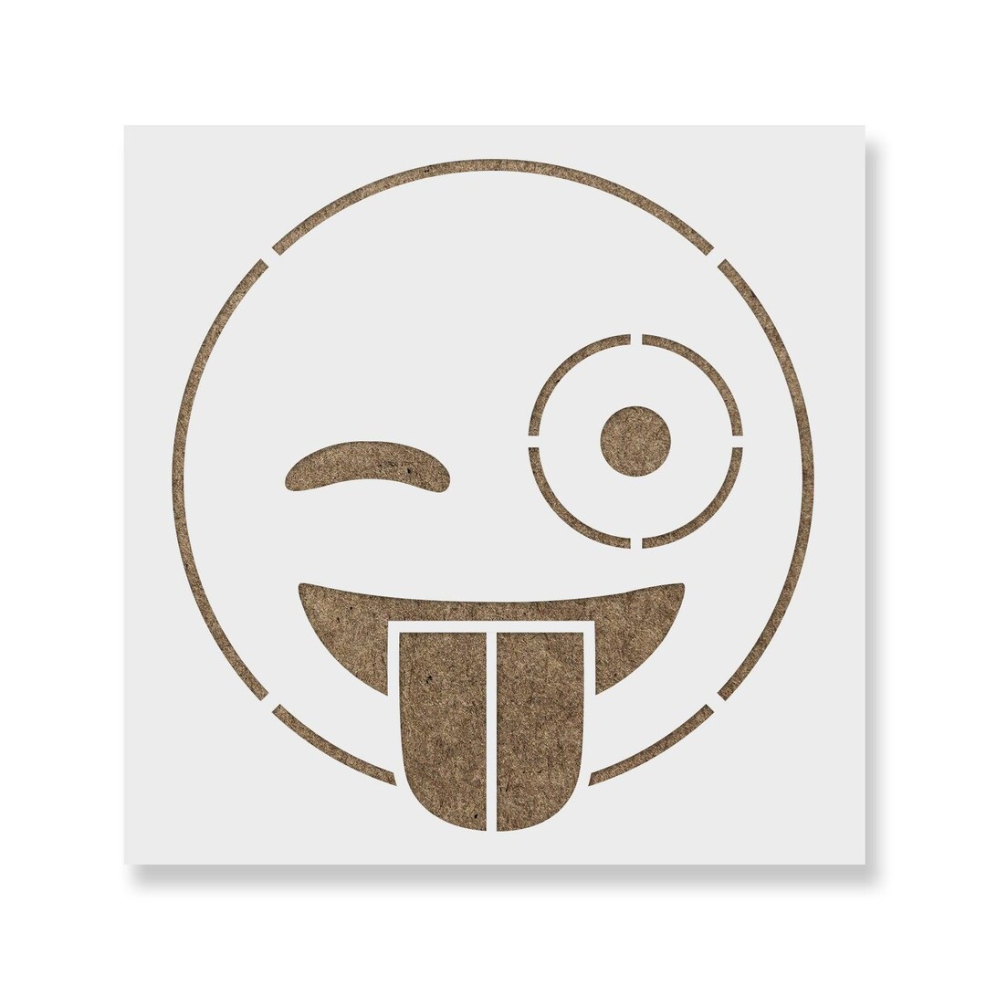 Emoji Winking Tongue Out Stencil - Etsy