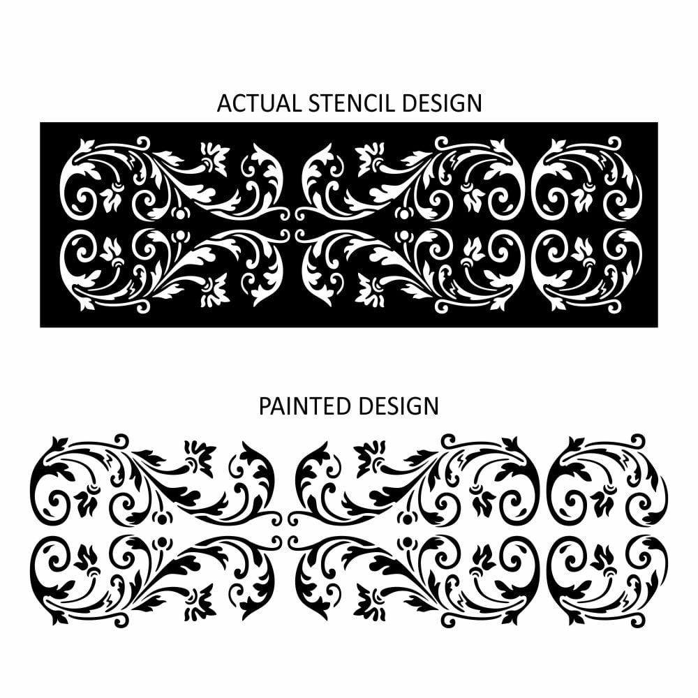 Cella Floral Damask Border Stencil - Etsy
