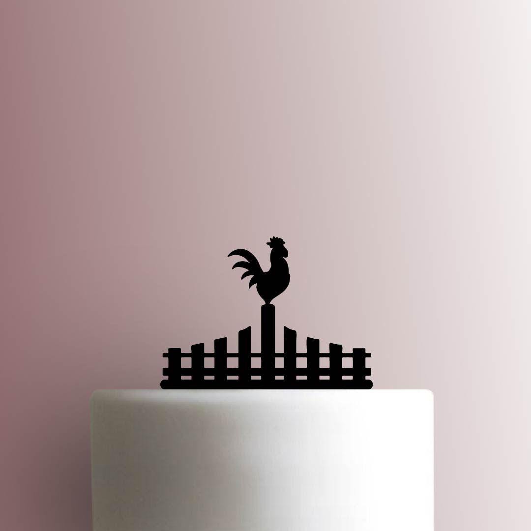 Rooster on Fence - Acrylic Cake Topper - Etsy