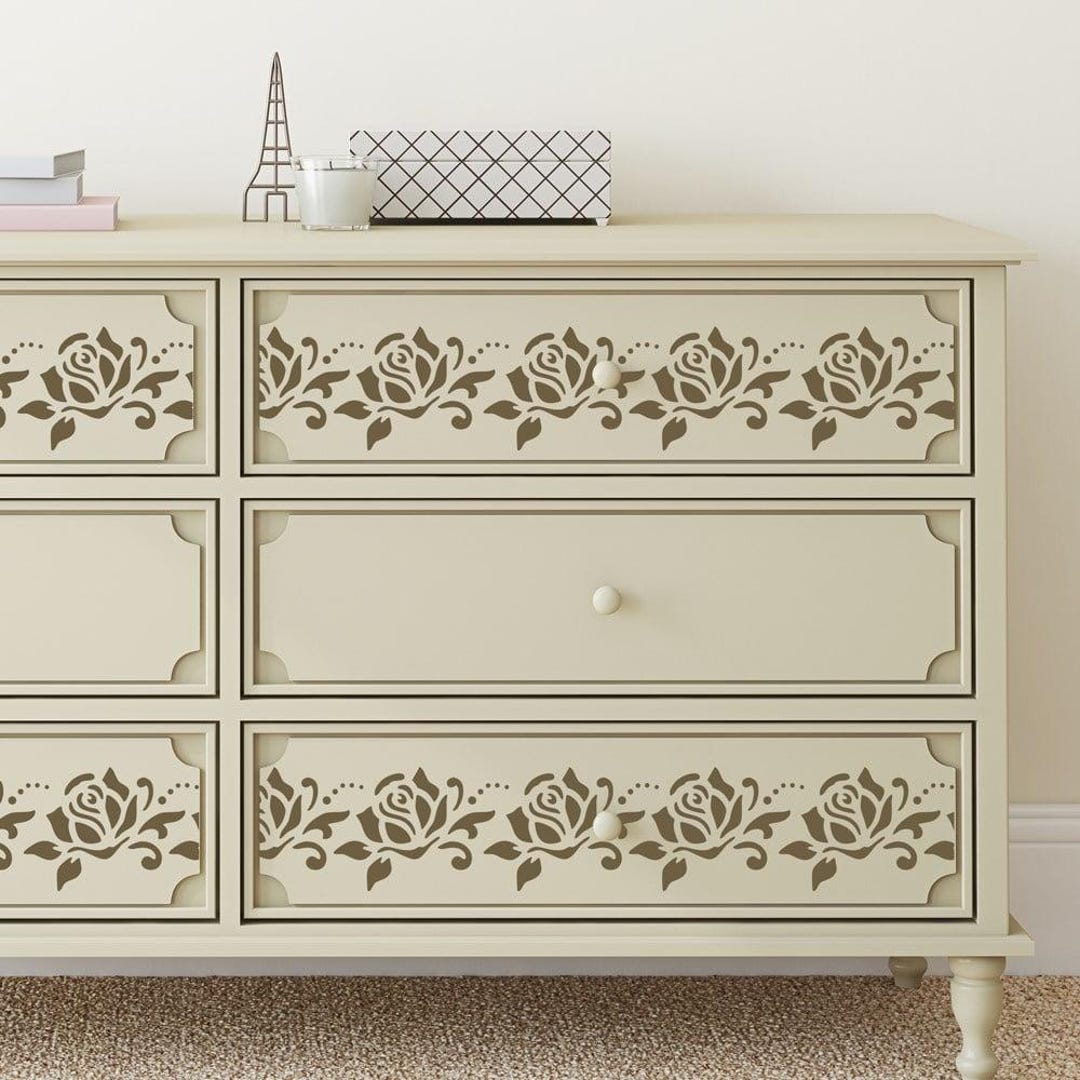 Elegant Rose Border Stencil - Etsy