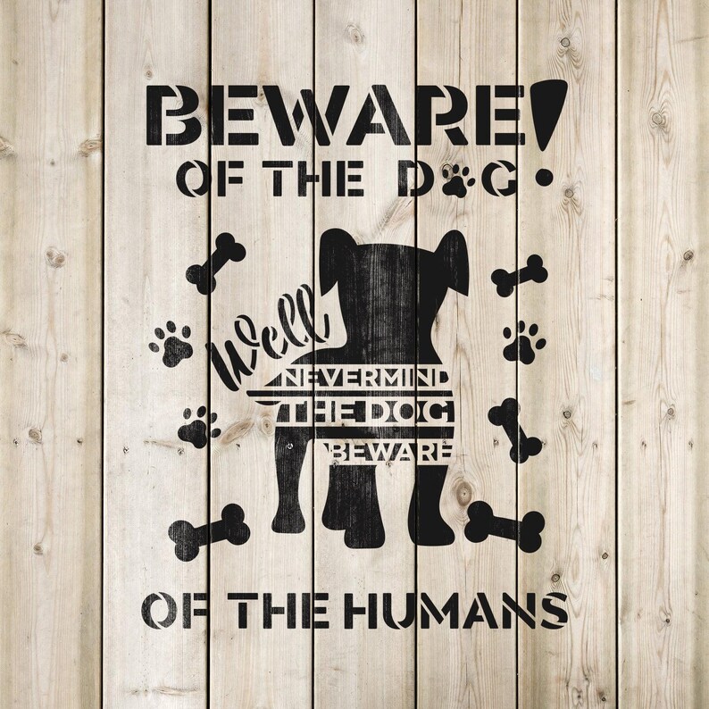Beware of Cute Dog Stencil - Etsy