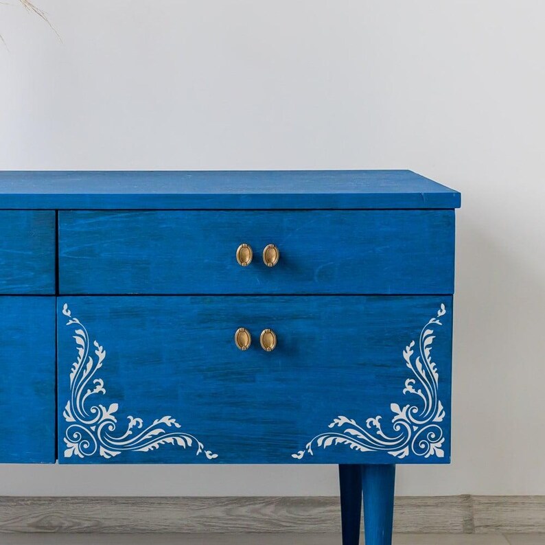 French Baroque Corner Stencil - Craft Airbrush Painting Wall Art Decor DIY Template 7.5 Mil ...