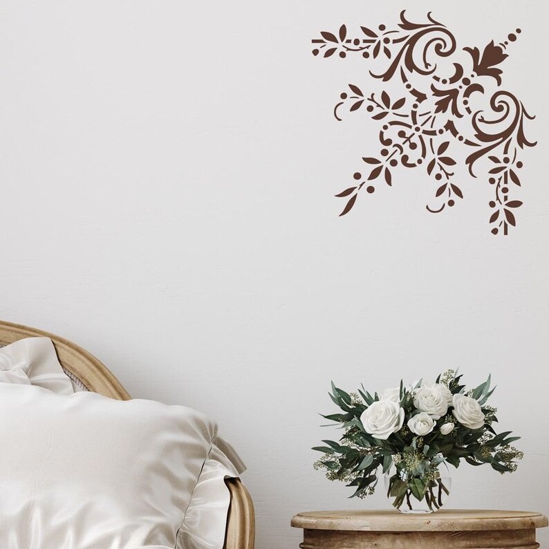 Vintage Floral Corner Stencil - Etsy