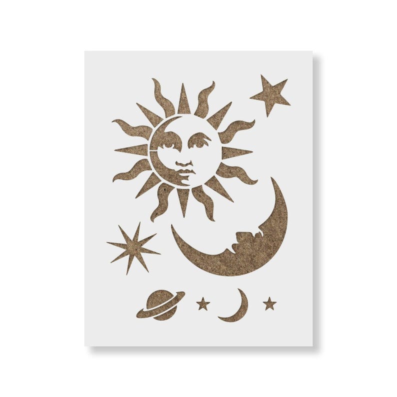 Celestial Sun and Moon Stencil - Etsy