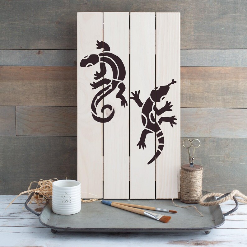 Aztec Lizards Stencil - Craft Airbrush Painting Wall Art Decor DIY ...