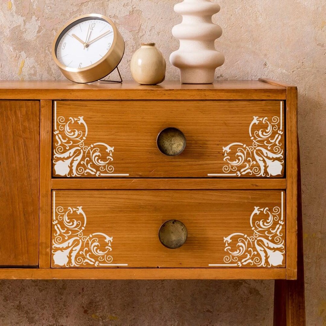 Florence Damask Corner Stencil - Etsy
