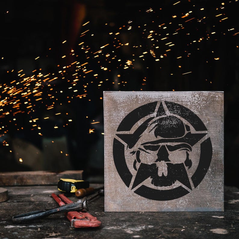 Army Ranger Skull Military Star Stencil - Etsy
