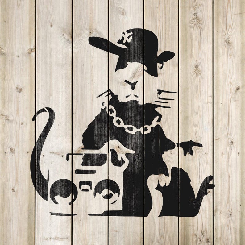 Banksy Hip Hop Rat Stencil - Etsy