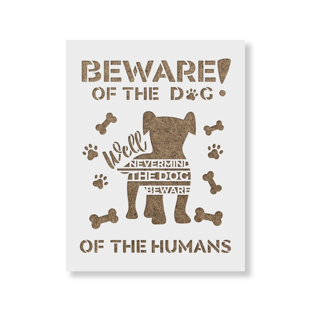 Beware of Cute Dog Stencil - Etsy