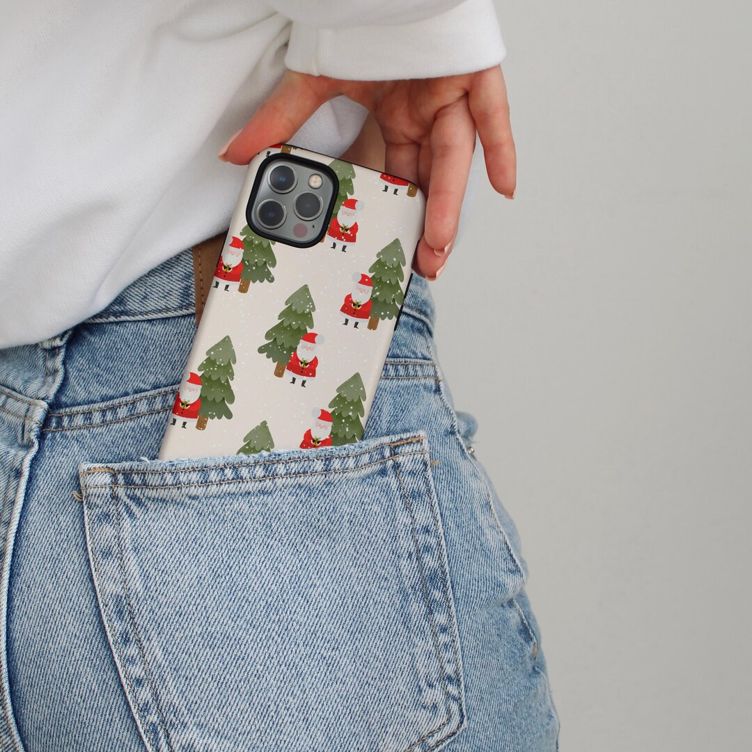 Santa and Pine Tree Christmas iPhone Case - Dual Layer Protection - Etsy