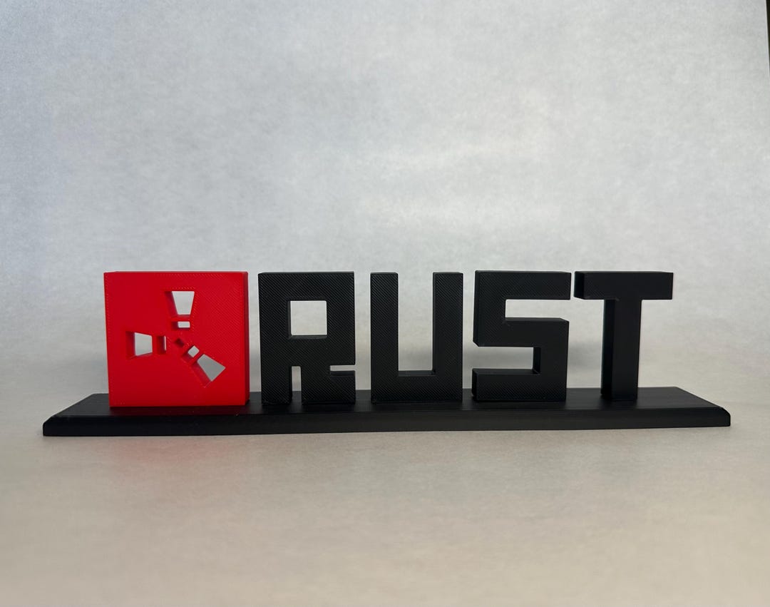 Rust Game Logo Desk Display | 3D Printed Gaming Sign | Gamer Room Decor ...