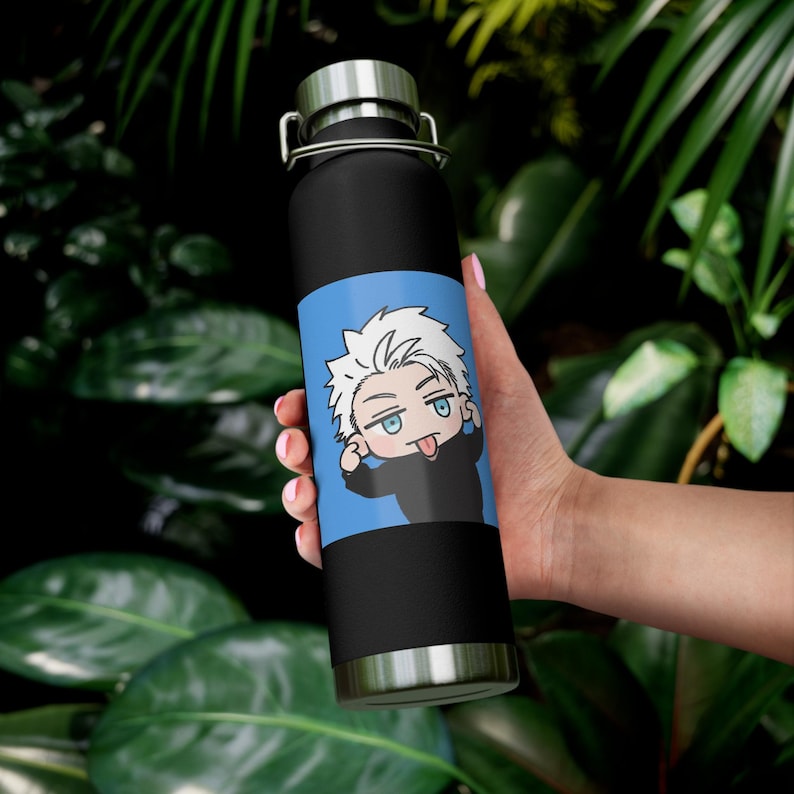 Chibi Gojo Water Bottle Design Insulated Thermos Flask, 22oz Cute Anime ...