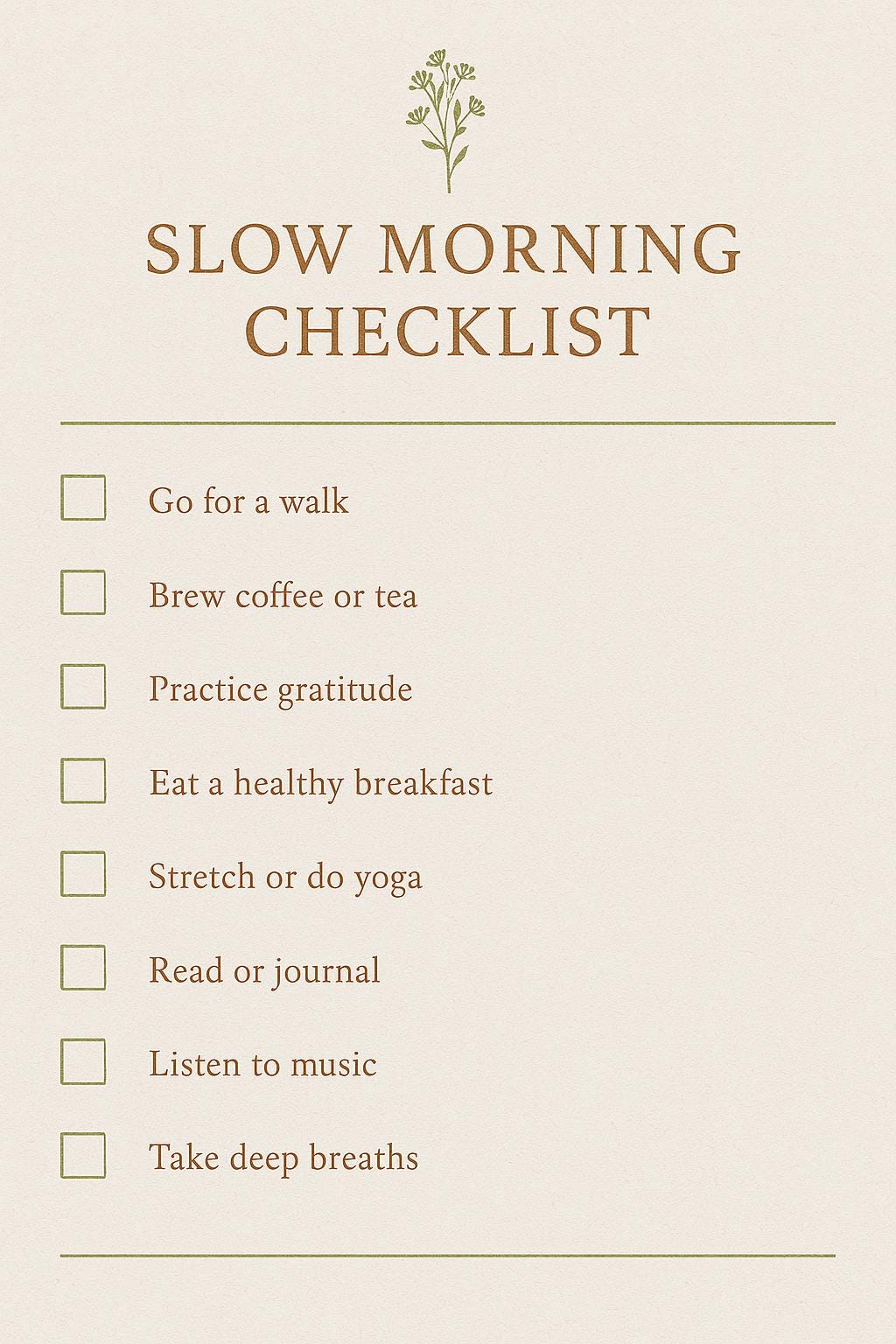 Slow Morning Checklist | Printable Daily Routine | Digital Habit ...