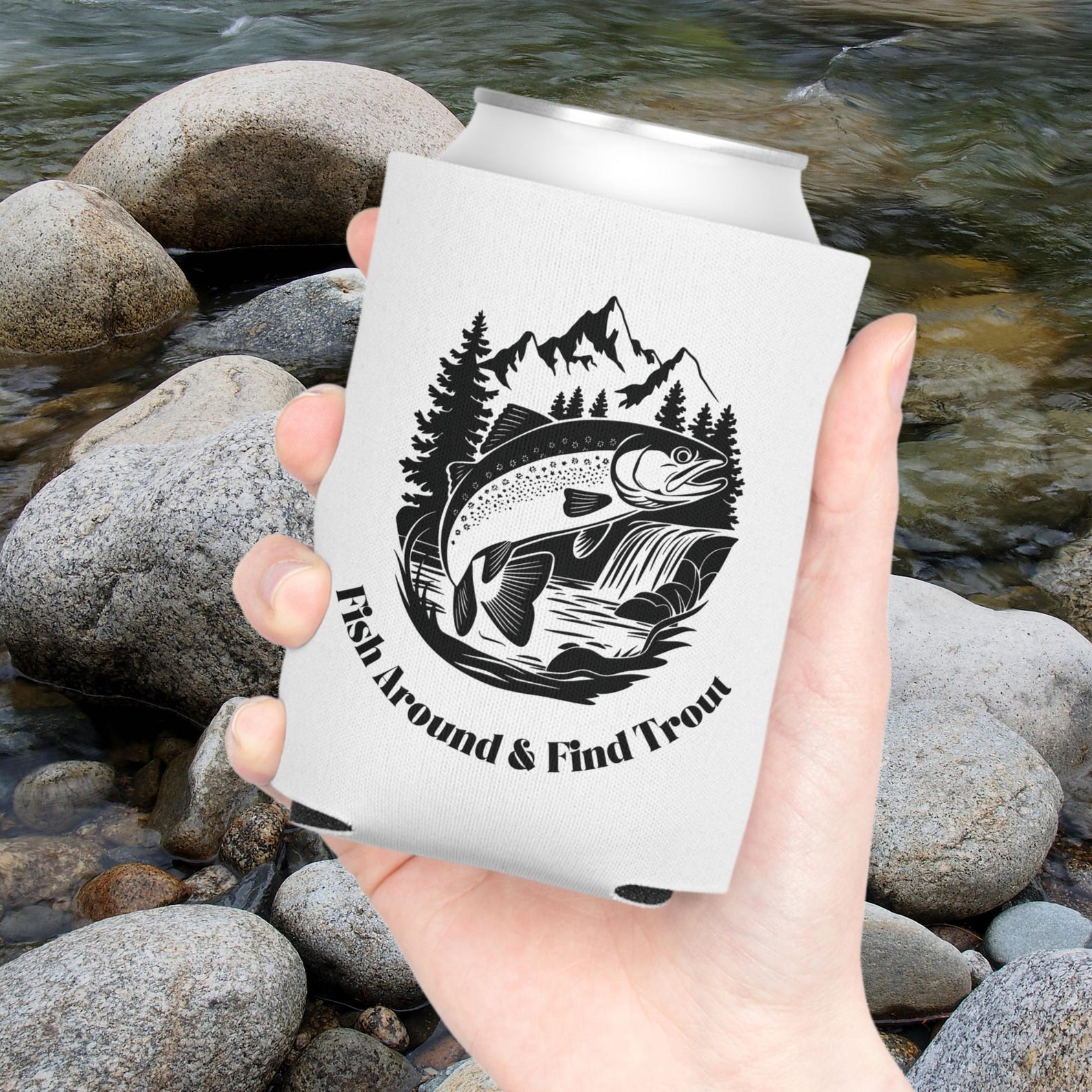 Trout Fishing Beer Koozie Fish Around Find Out Kayak Accessories ...