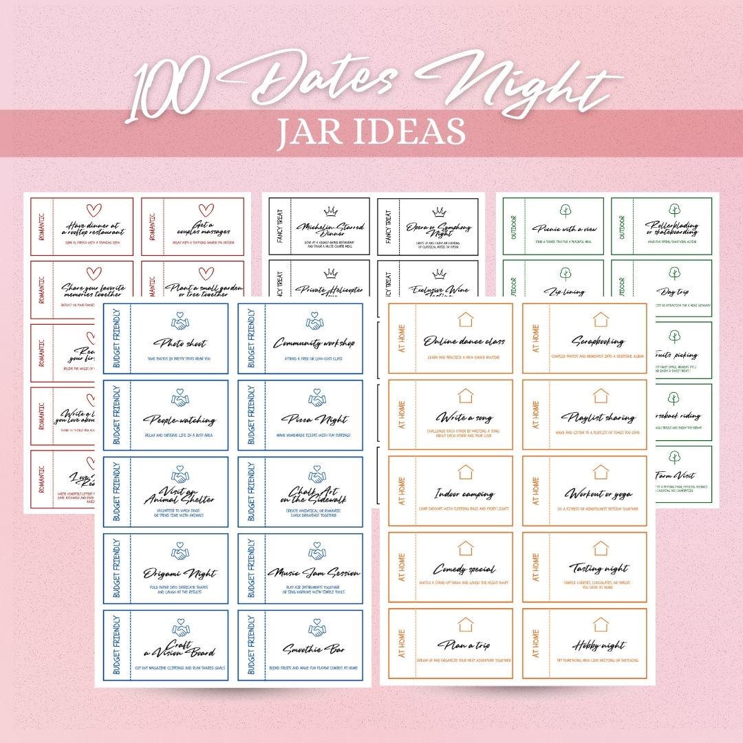 Date Night Jar Printable Kit Valentines Day Ideas / Activities - Etsy