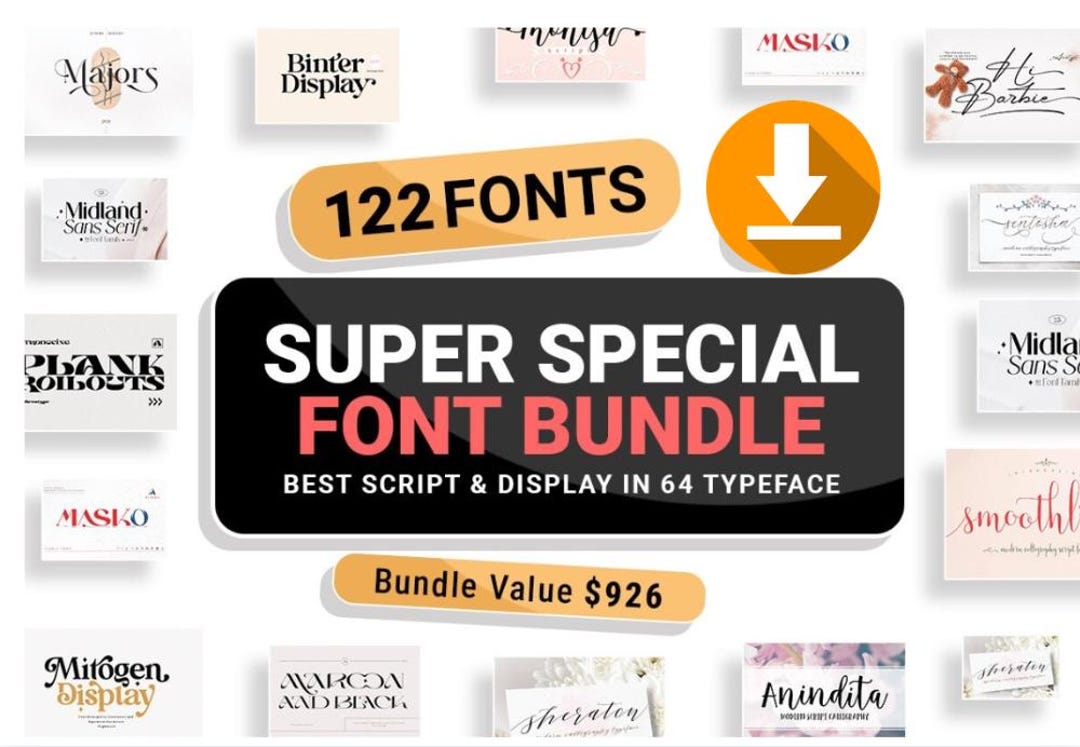 122 Unique Fonts Bundle | Elegant, Modern Creative Fonts for Graphic ...