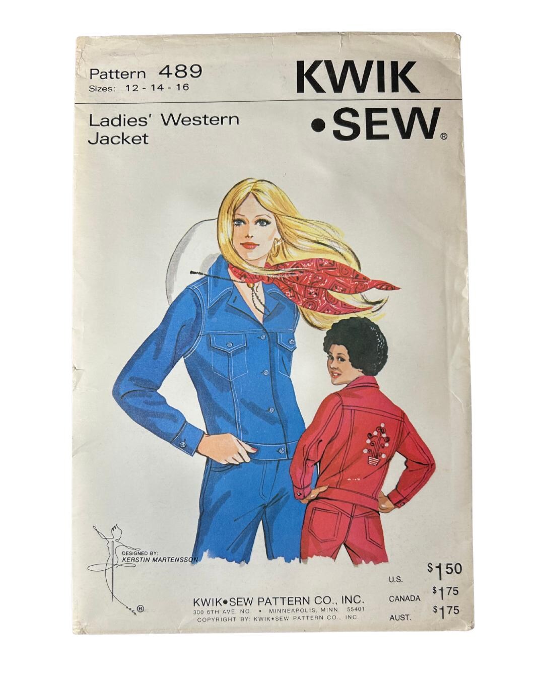 Kwik Sew 489 Ladies' Western Jacket Uncut Sewing Pattern (sizes 12 - 14 ...