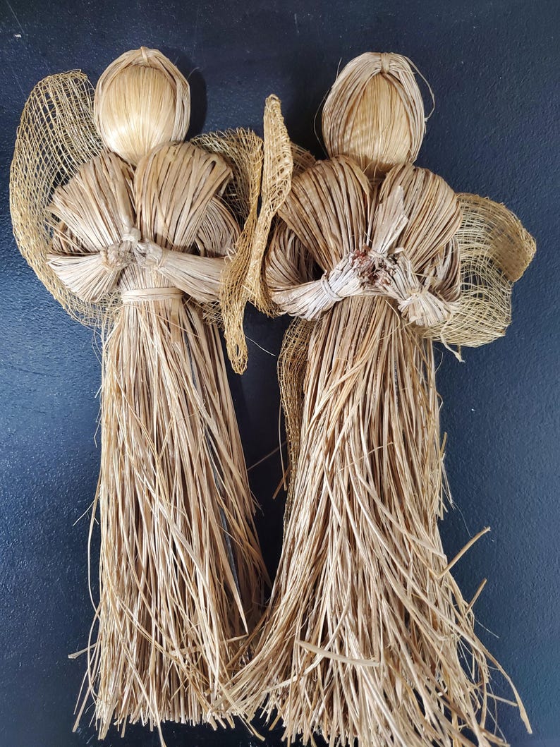 Natural Raffia Straw Praying Angel Figurine/ Ornament - Etsy