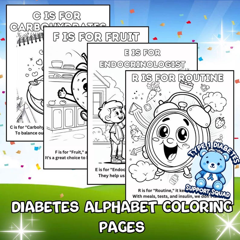 Type 1 Diabetes Printable Coloring Pages PDF | ABC Educational Activity ...