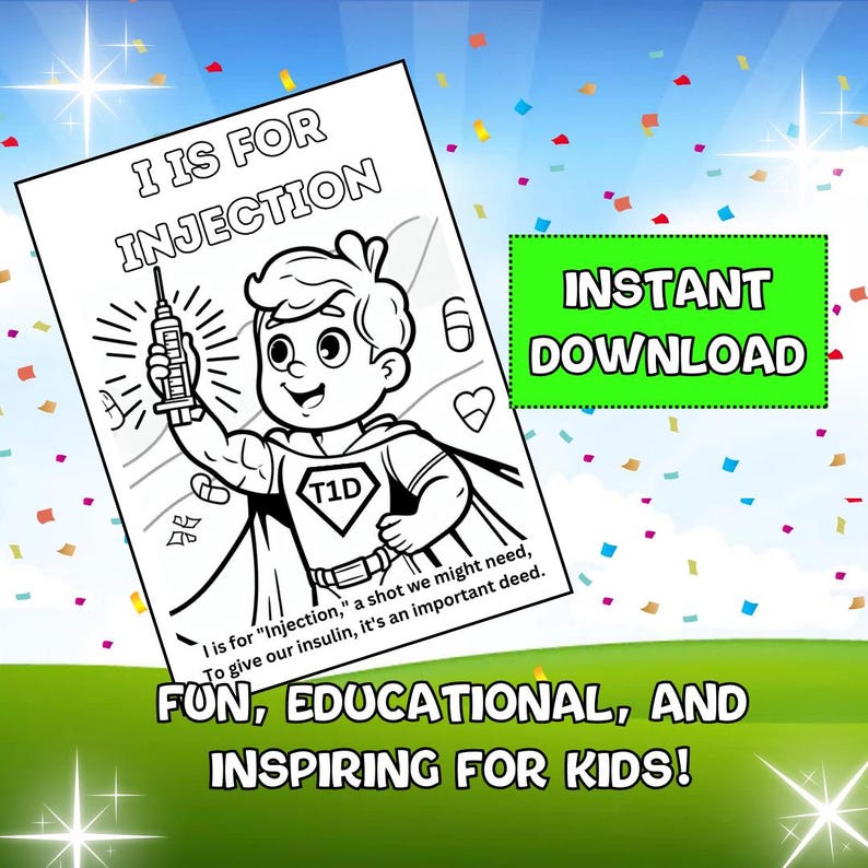 Type 1 Diabetes Printable Coloring Pages PDF | ABC Educational Activity ...