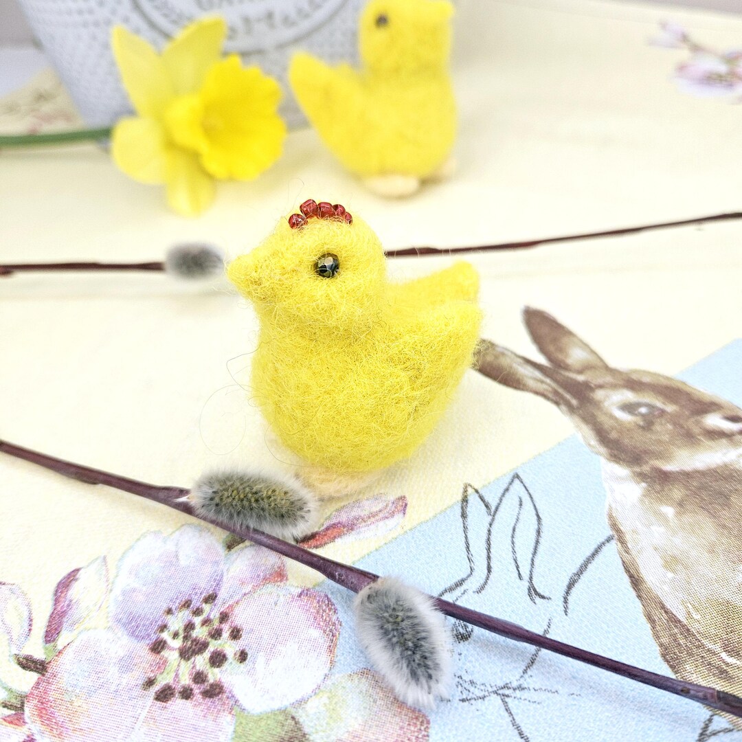 Chicken Felted Figurine, Ooka Needle Felted Chicks, Adorable Needle ...