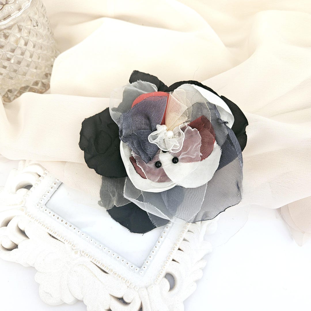 Organza Flower Brooch Silk Flower Pin Gift for Mother Party Brooch Gift ...