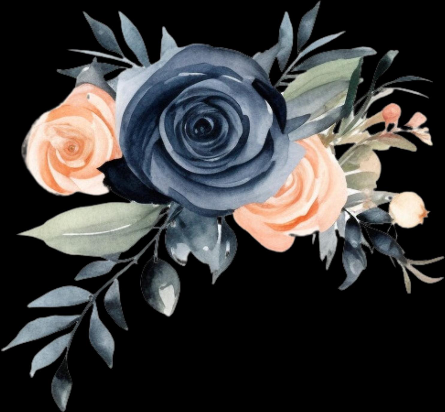 Blue and Pink Watercolor Flower PNG | Floral Graphics Wedding ...