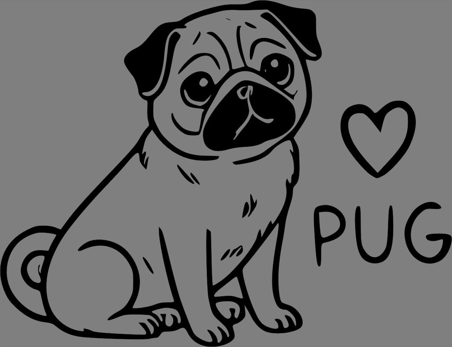 Love Pug .svg, .png, .ai, .dxf, .pdf Instant Download. Laser/cricut ...